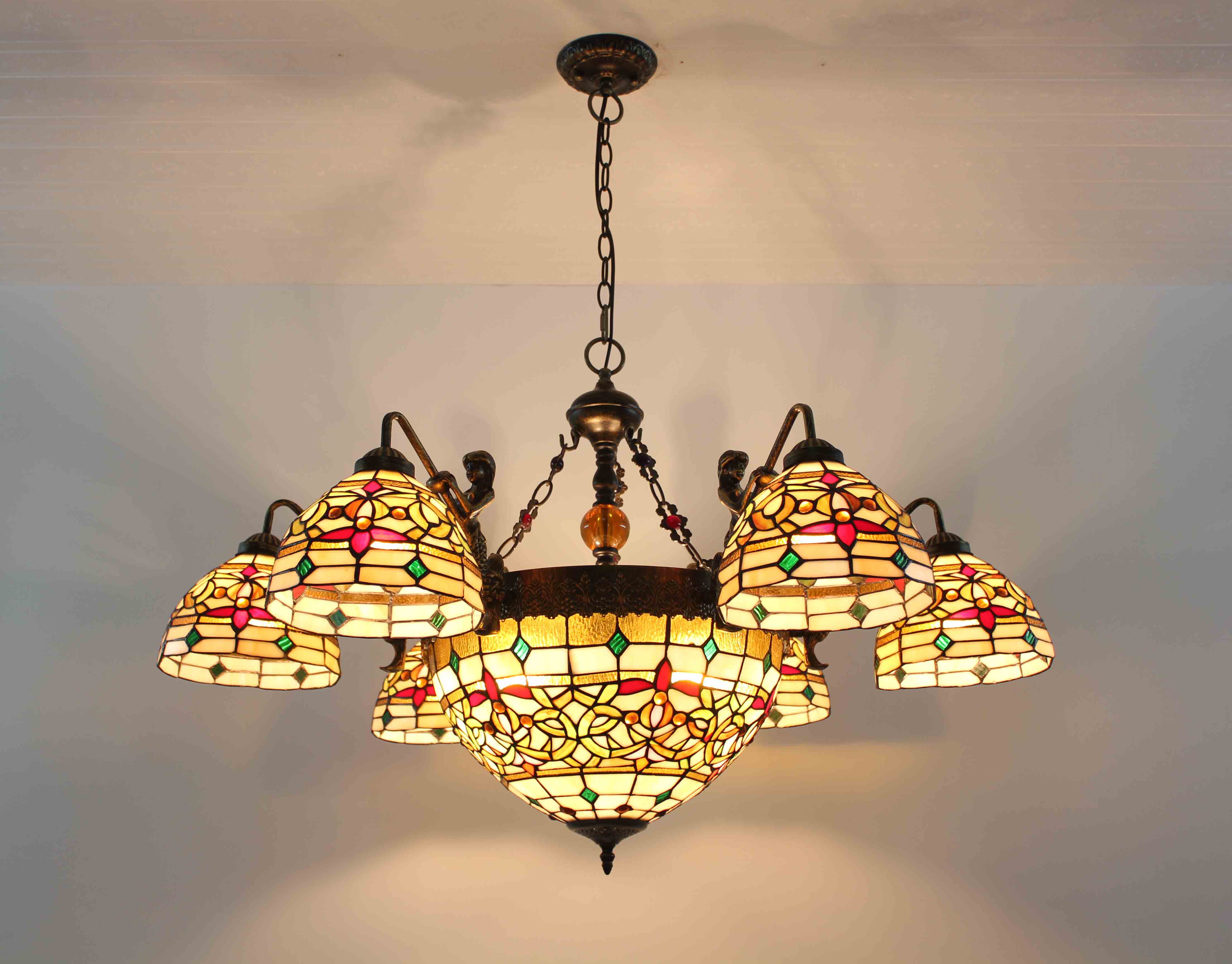 Tiffany Chandelier Stained Glass Lamp Ceiling Pendant Light Fixture ... Tiffany Chandelier Stained Glass Lamp Ceiling Pendant Light Fixture ...